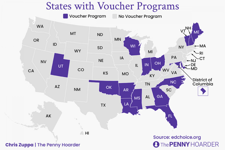 15 States With School Vouchers to Help Pay for Private School